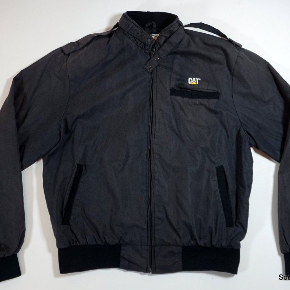 Vintage 1980's Cat Caterpillar Nylon Jacket Zip Xl - Gem